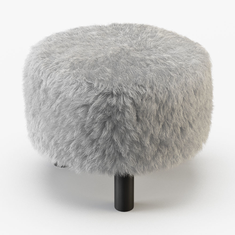 Keomi Flokati Ottoman 3D model | CGTrader