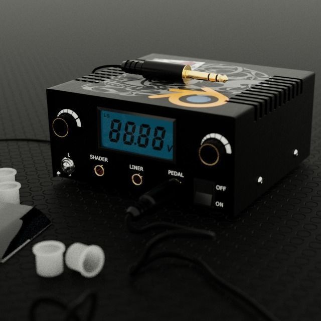 Tattoo gun kit 3D model rigged | CGTrader
