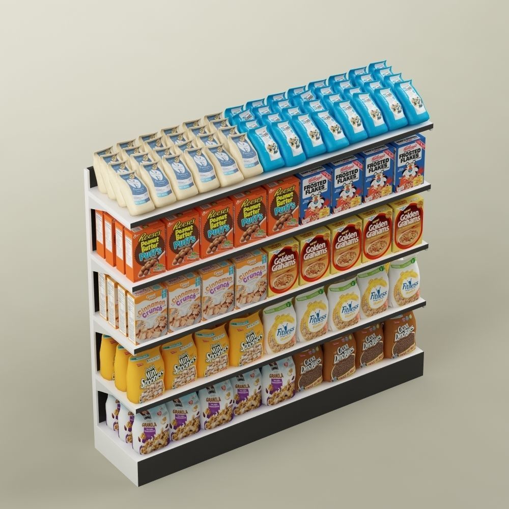 Storage shelving rack store cereal food 3D model | CGTrader