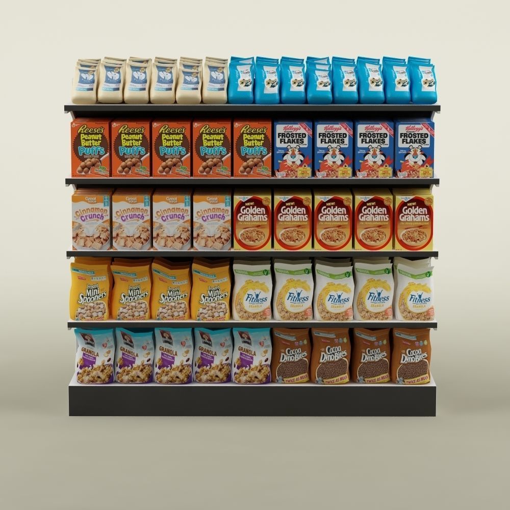 Storage shelving rack store cereal food 3D model | CGTrader