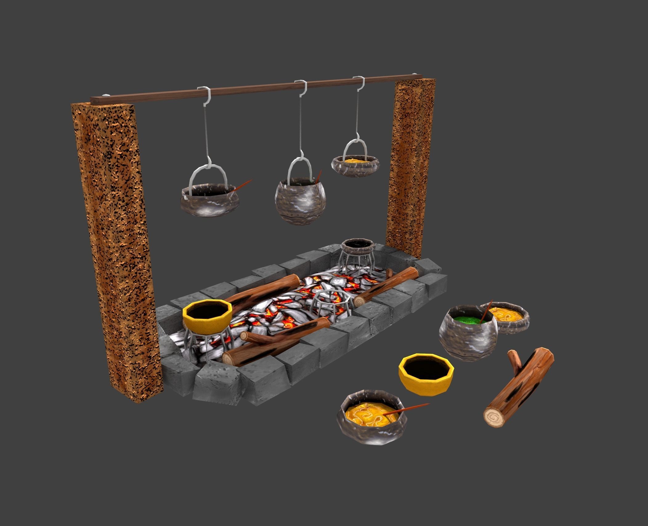 Medieval kitchen props 3D model | CGTrader