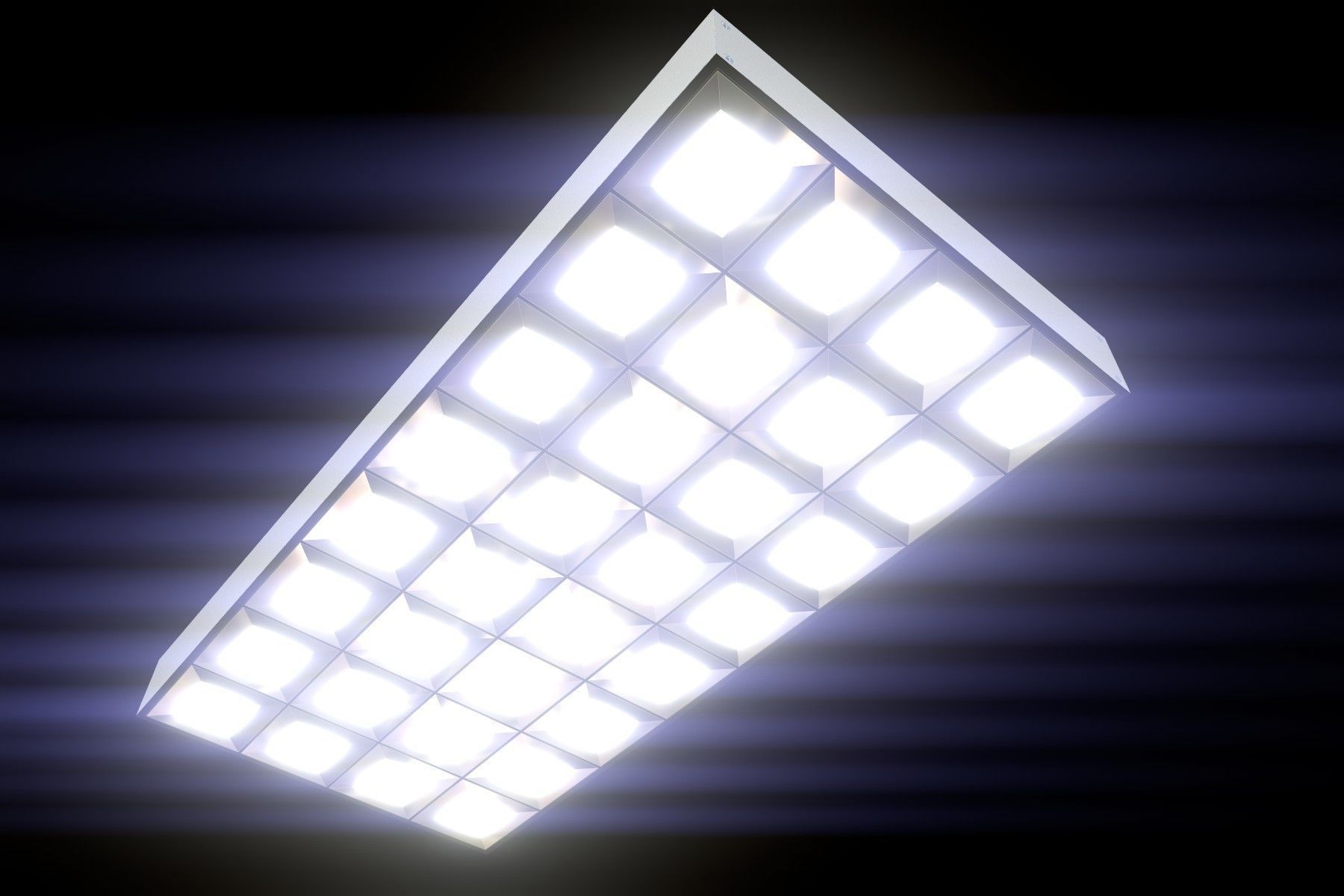 3D model Fluorescent Light - grid-type - PBR - Game Ready VR / AR / low ...
