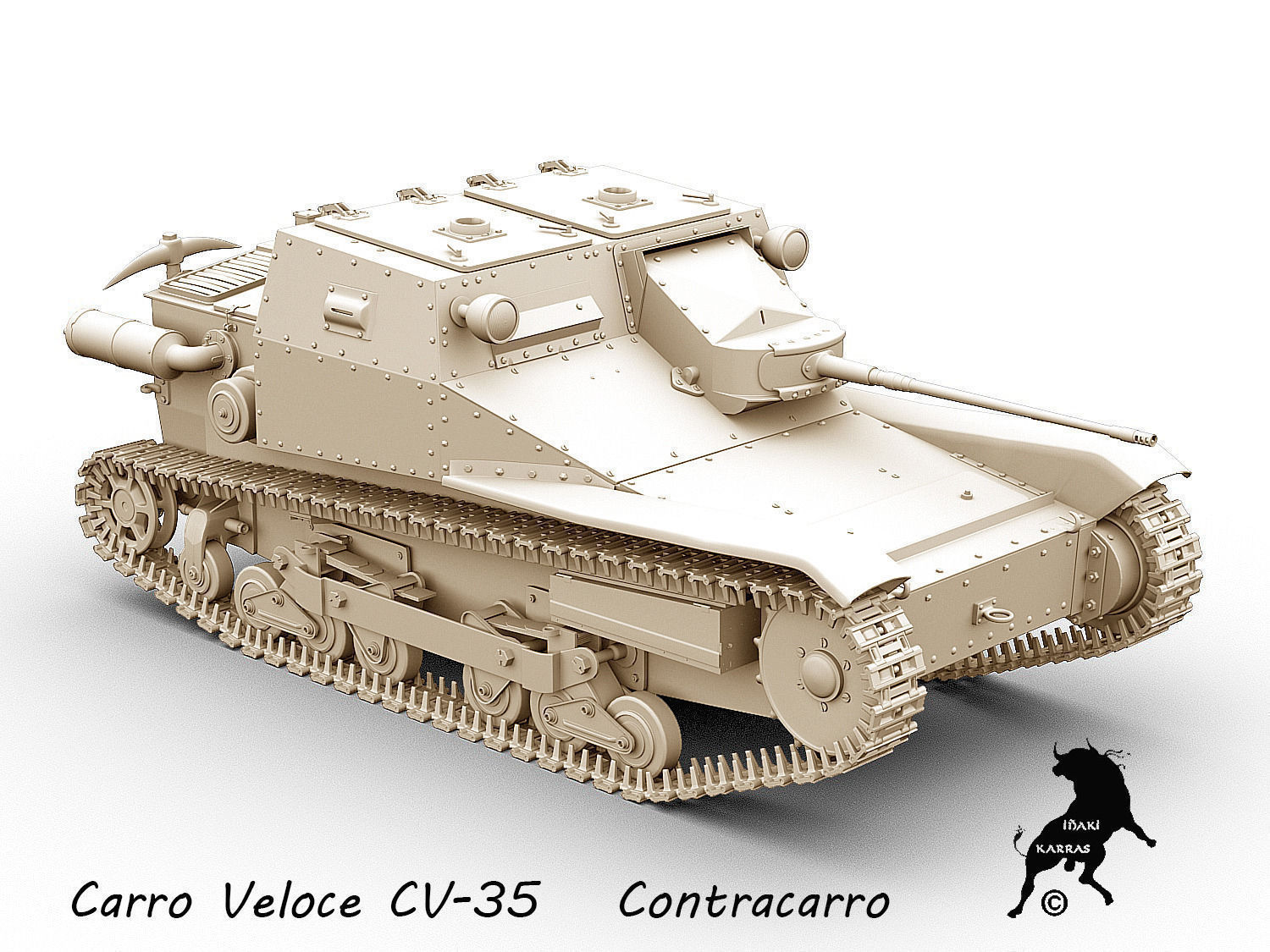Carro Veloce CV-35 Anticarro 3D Model MAX OBJ FBX | CGTrader.com