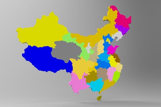3d china map with it all region 3D model | CGTrader
