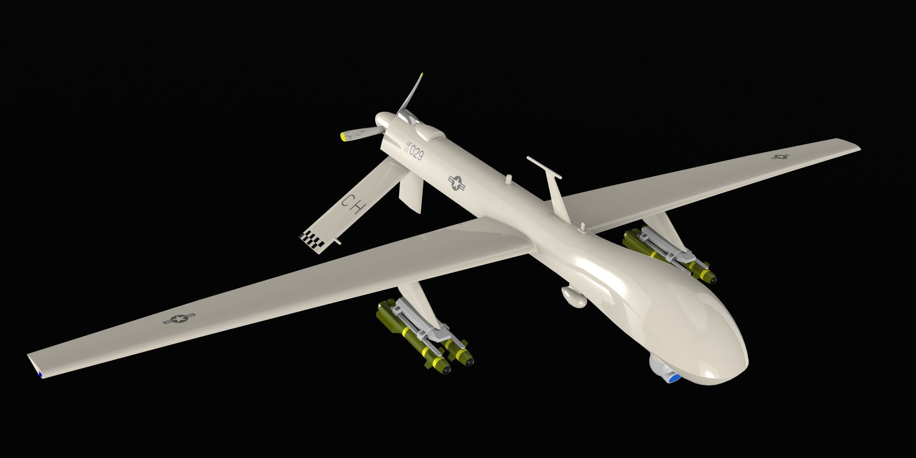 MQ-1 Predator UAV free VR / AR / low-poly 3D model rigged | CGTrader