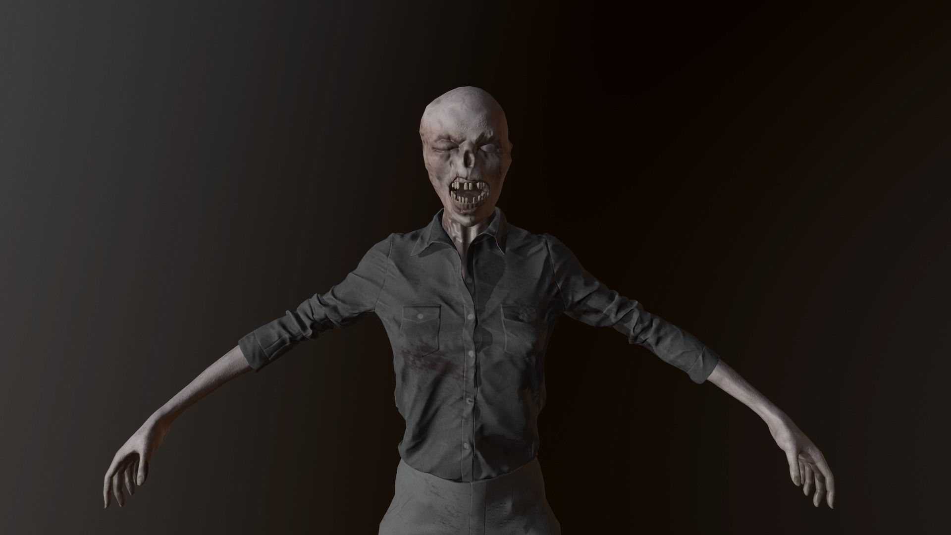 3D model Female Zombie Model with outfit VR / AR / low-poly | CGTrader