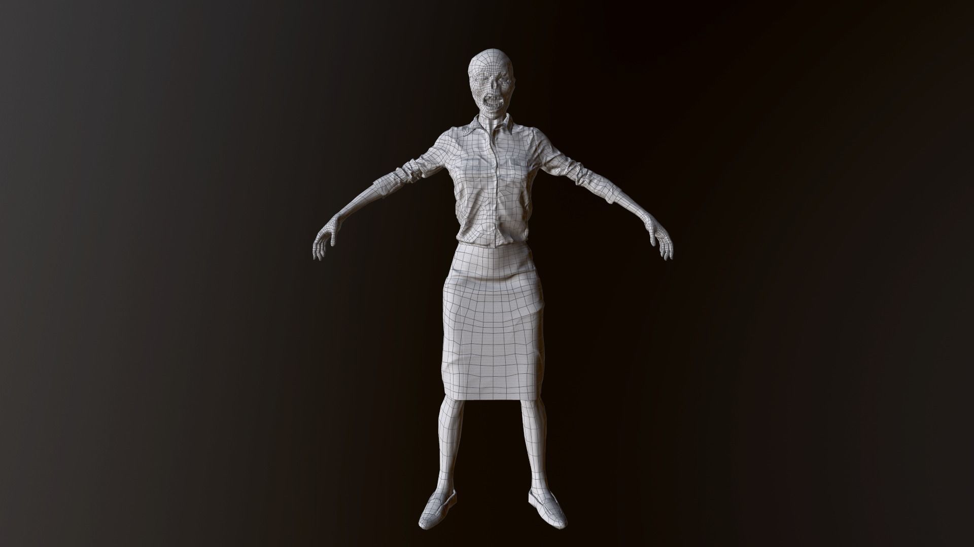 3D model Female Zombie Model with outfit VR / AR / low-poly | CGTrader