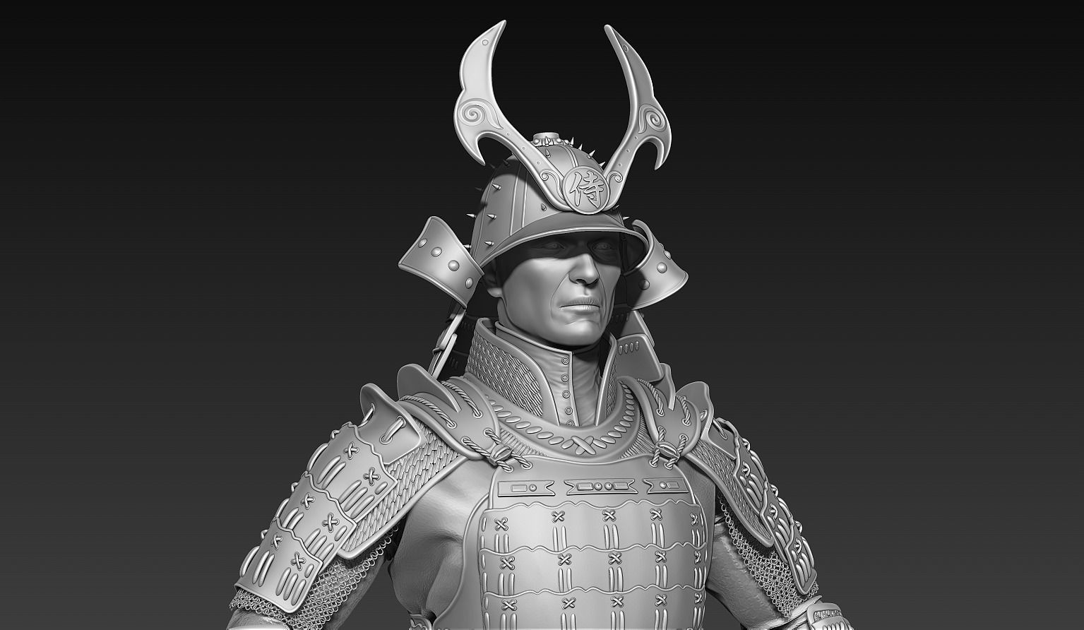 Samurai in armor with japanese writing 3D model | CGTrader