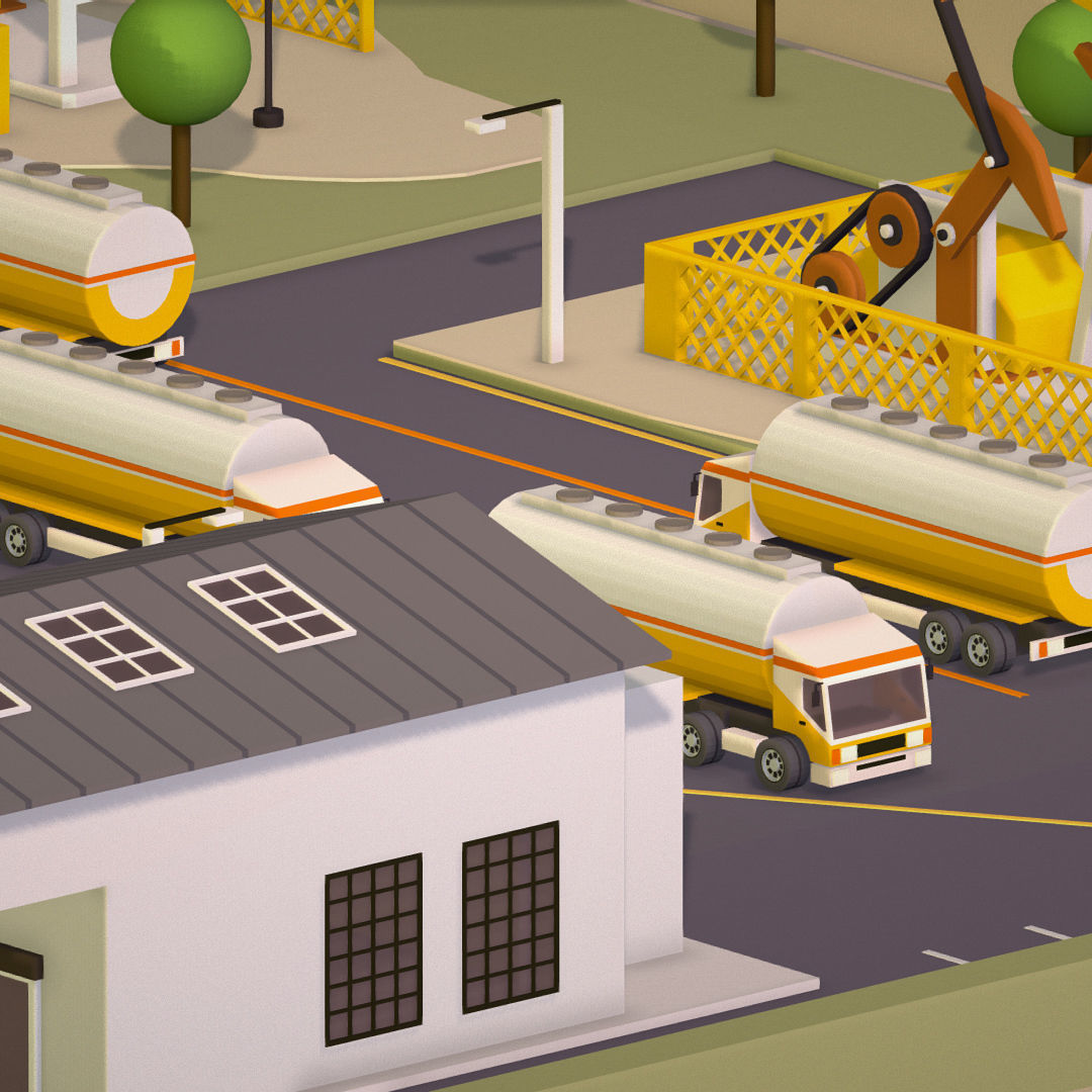 3D model Isometric set representing oil field extracting crude oil VR ...