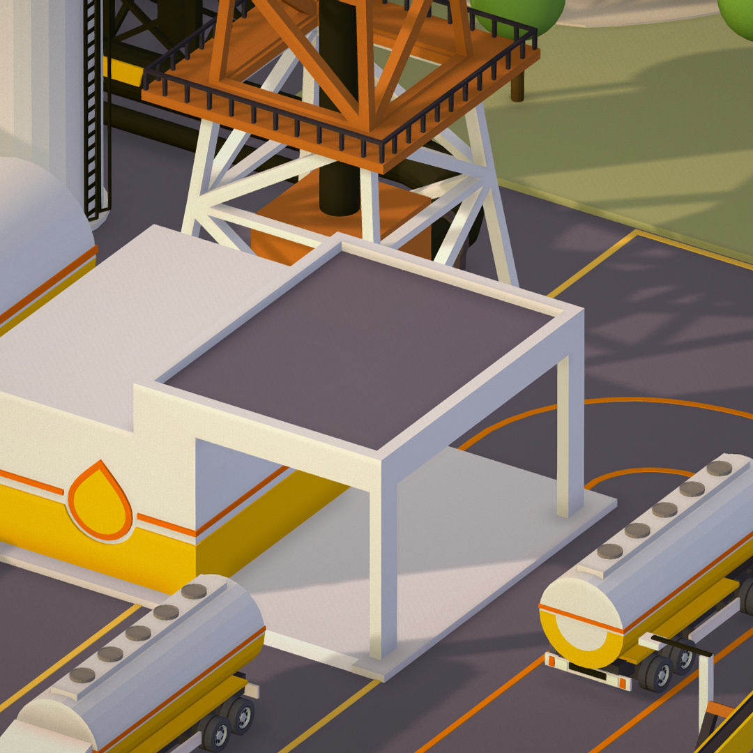 3D model Isometric set representing oil field extracting crude oil VR ...