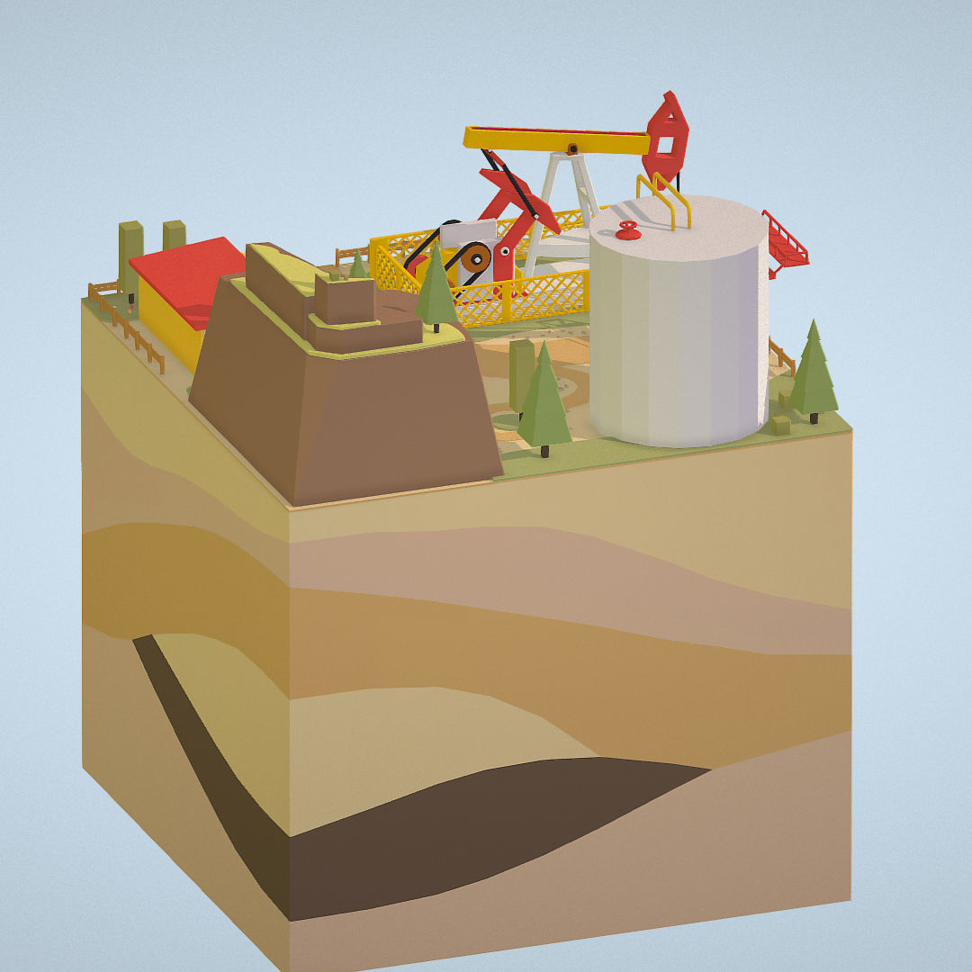 3D model Isometric oil field extracting crude oil VR / AR / low-poly ...