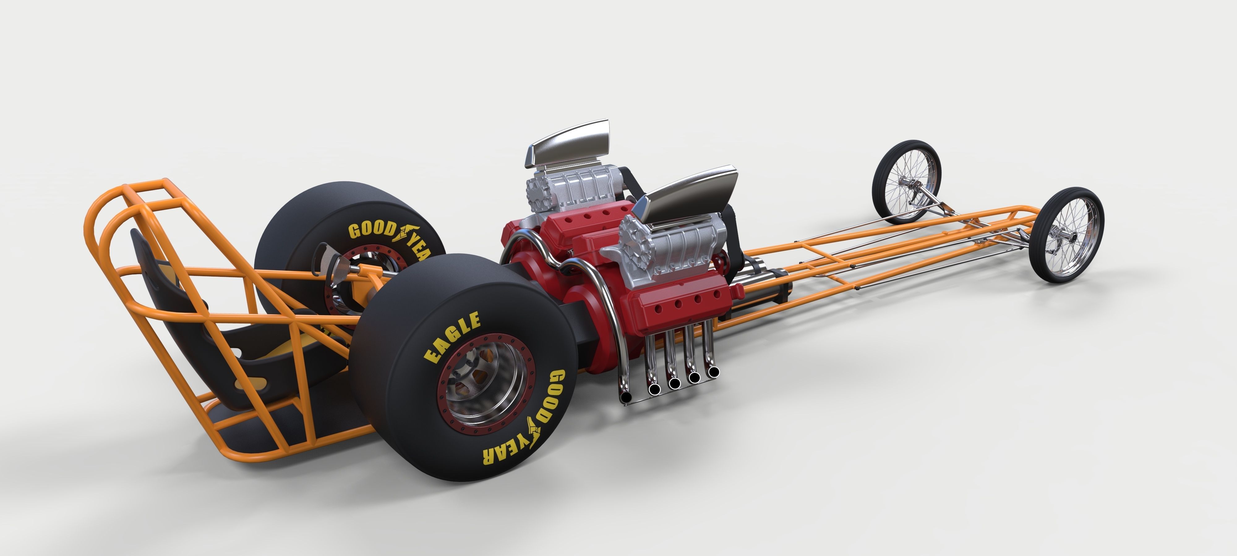 Twin-engined dragster 3D model | CGTrader