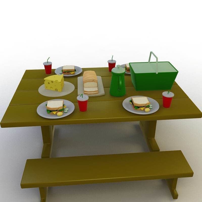 Cartoon Picnic Table 3D model | CGTrader