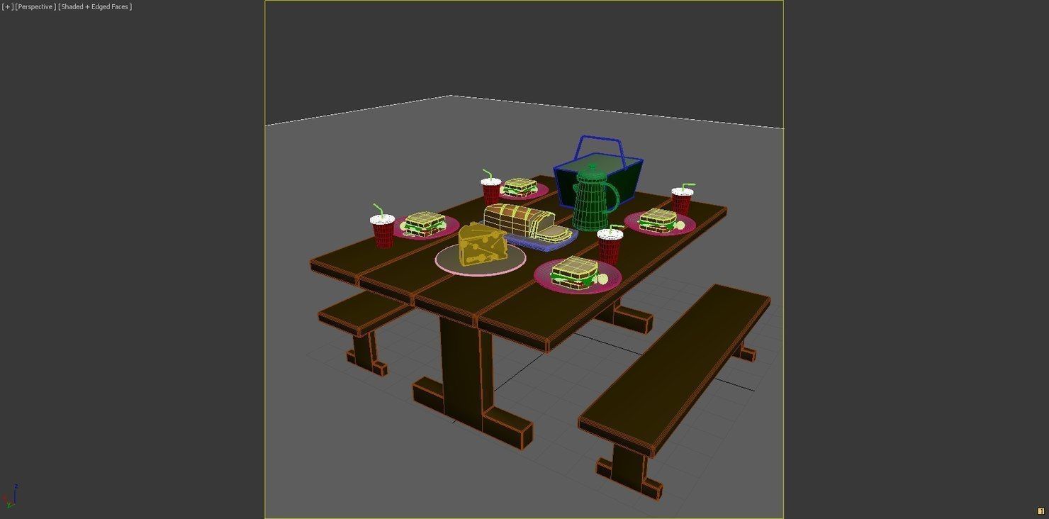 Cartoon Picnic Table 3D model | CGTrader
