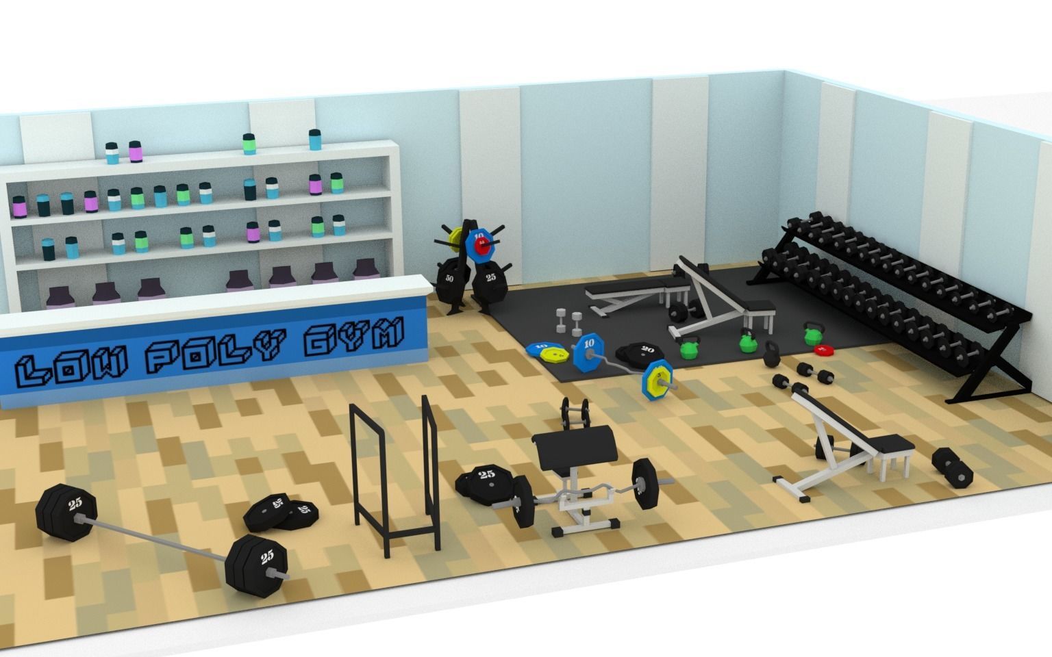 3D model Low Poly Gym VR / AR / low-poly | CGTrader