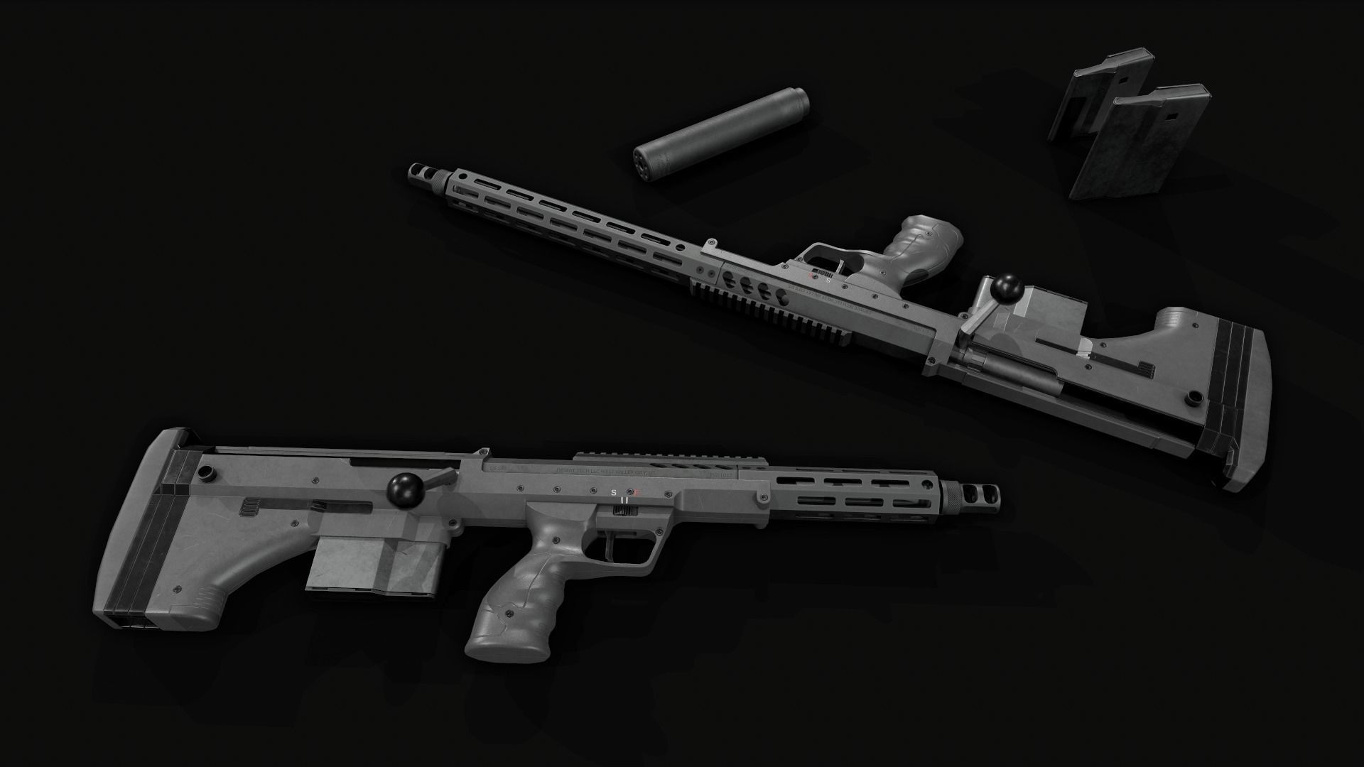 3D model Desert Tech SRS-A2 Bullpup Sniper Rifle VR / AR / low-poly ...
