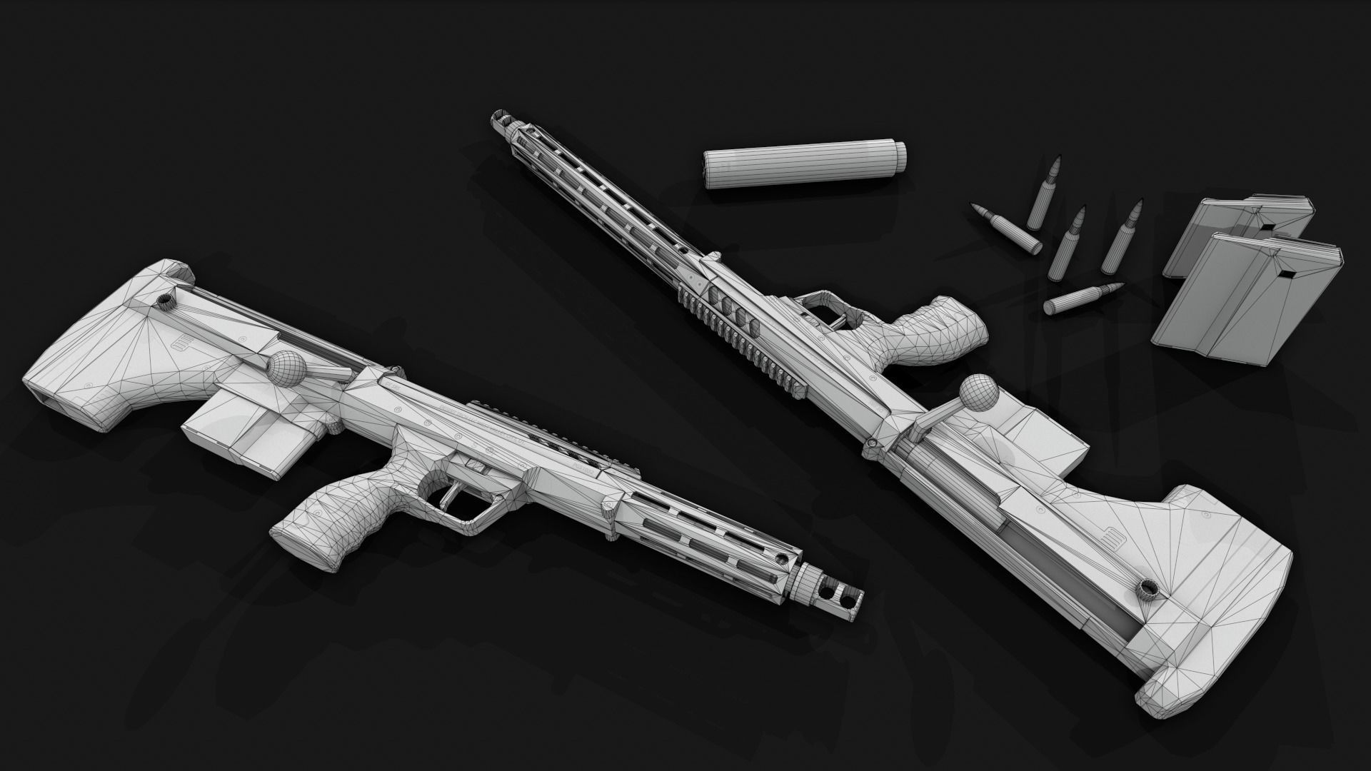 3D model Desert Tech SRS-A2 Bullpup Sniper Rifle VR / AR / low-poly ...