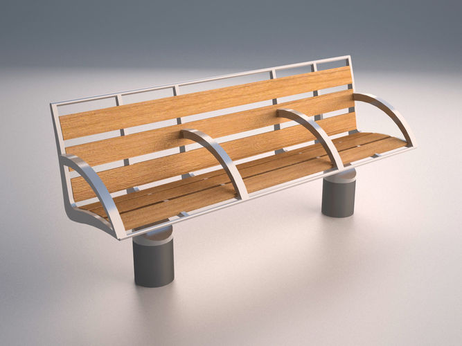 3D model Bench wooden with metal legs VR / AR / low-poly | CGTrader
