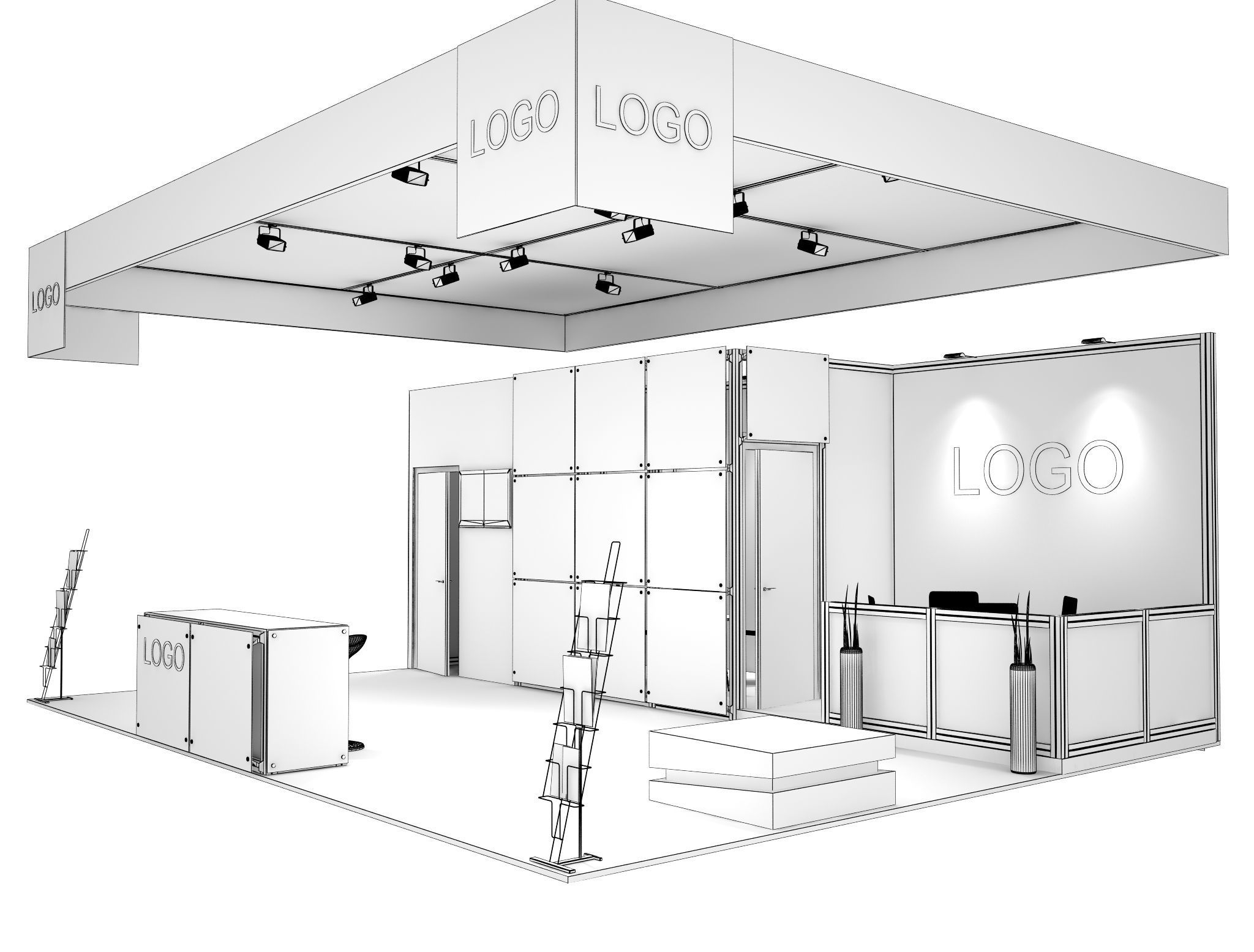 Exhibition stand octanorm maxima 8x6 m 3D model | CGTrader