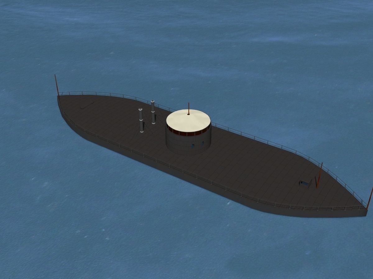 USS Monitor Ironclad 3D model rigged | CGTrader