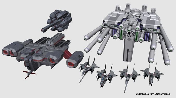 SA-77 Shilpheed Spacecraft Set 3D model | CGTrader