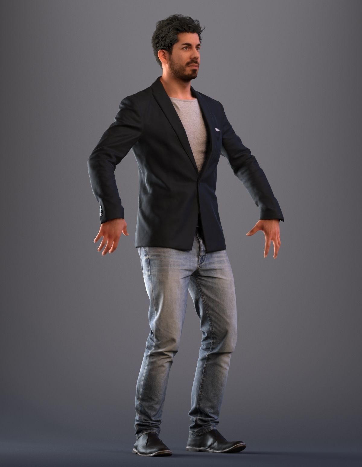 3D model Rigged man in business casual attire with realistic hair VR ...