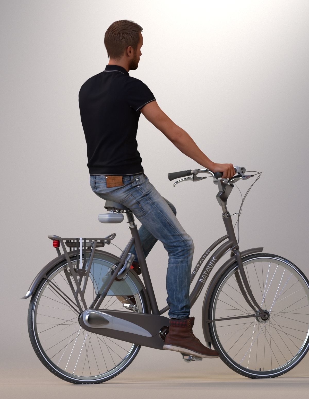 Pre-posed 3D man on a bike with realistic hair 3D model | CGTrader