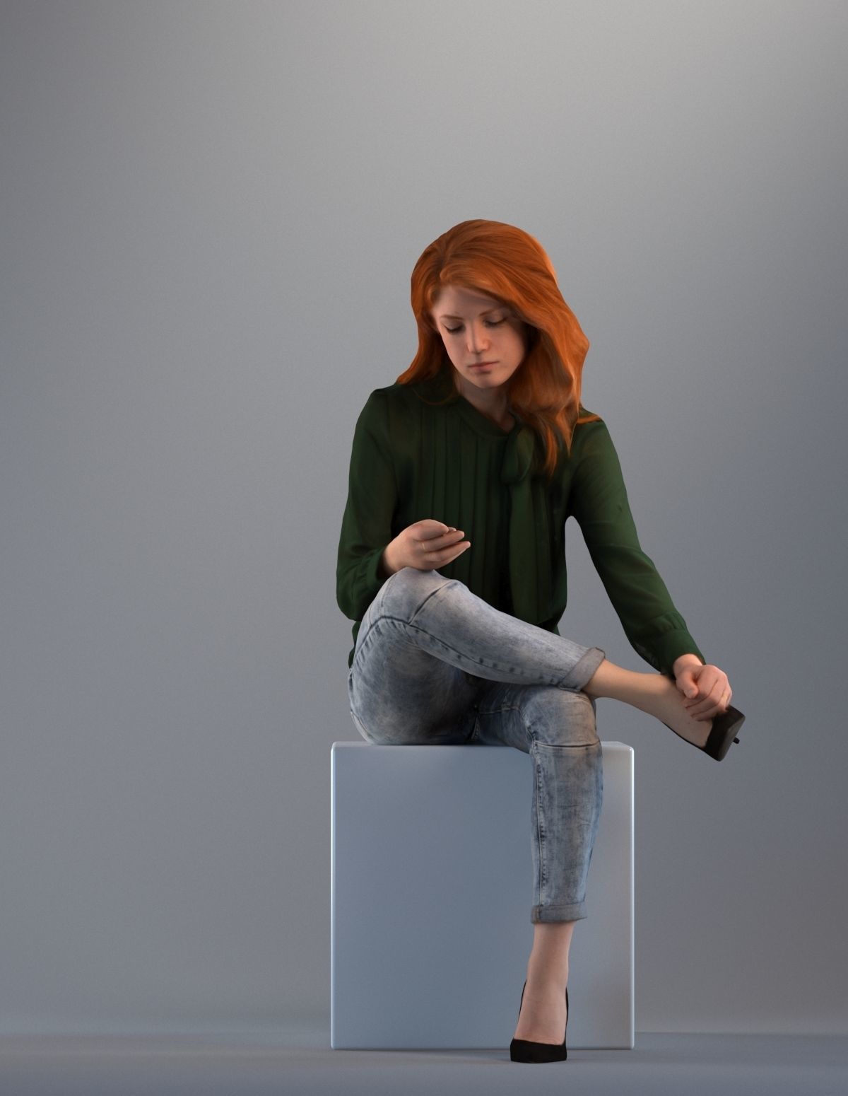 3D model set of low poly sitting 3d women VR / AR / low-poly | CGTrader