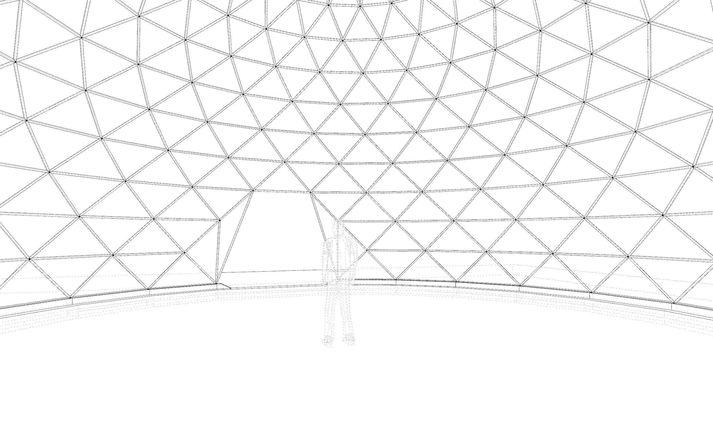 3D model Dome triangular glass structure-panels architecture ...