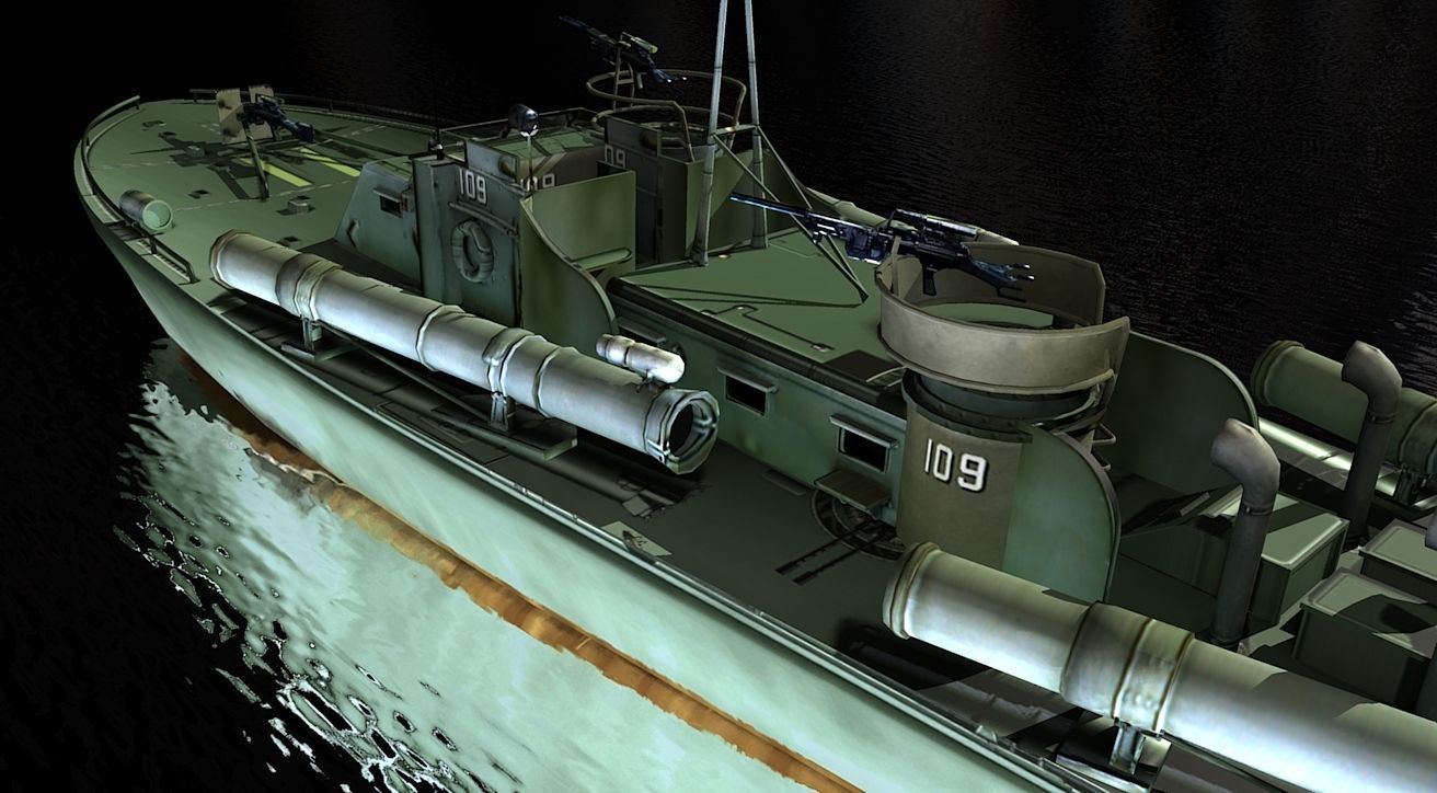 PT-109 military boat in water 3D model | CGTrader