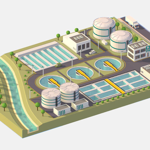 3D model Isometric Water Treatment Plant VR / AR / low-poly | CGTrader