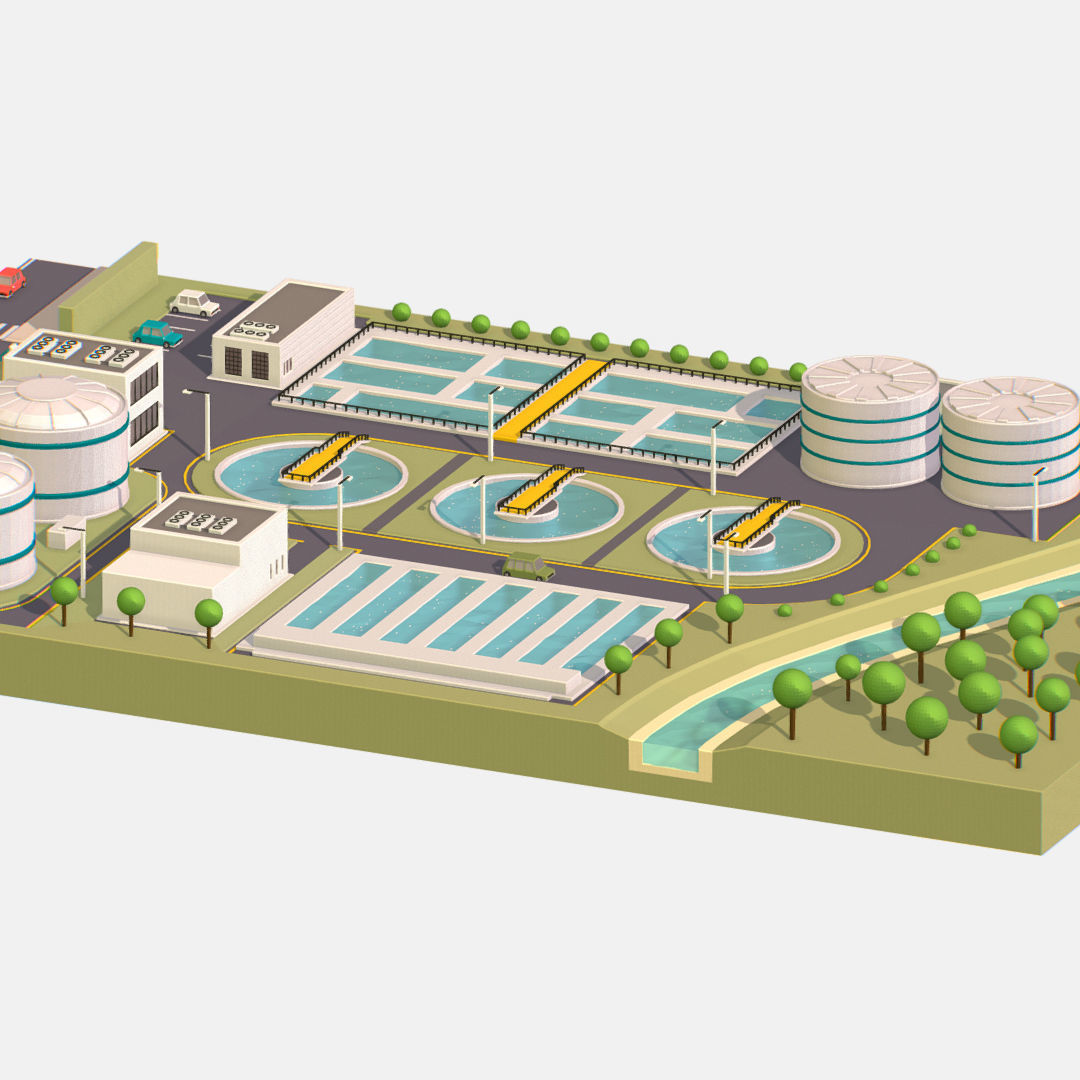 3D model Isometric Water Treatment Plant VR / AR / low-poly | CGTrader