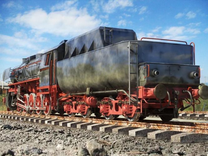 BR-52 Kriegslok Steam Locomotive Engine 3D Model MAX 3DS SKP | CGTrader.com