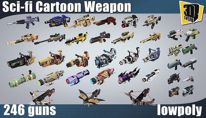 3D model weapon pack vol01 Scifi cartoon weapon VR / AR / low-poly ...