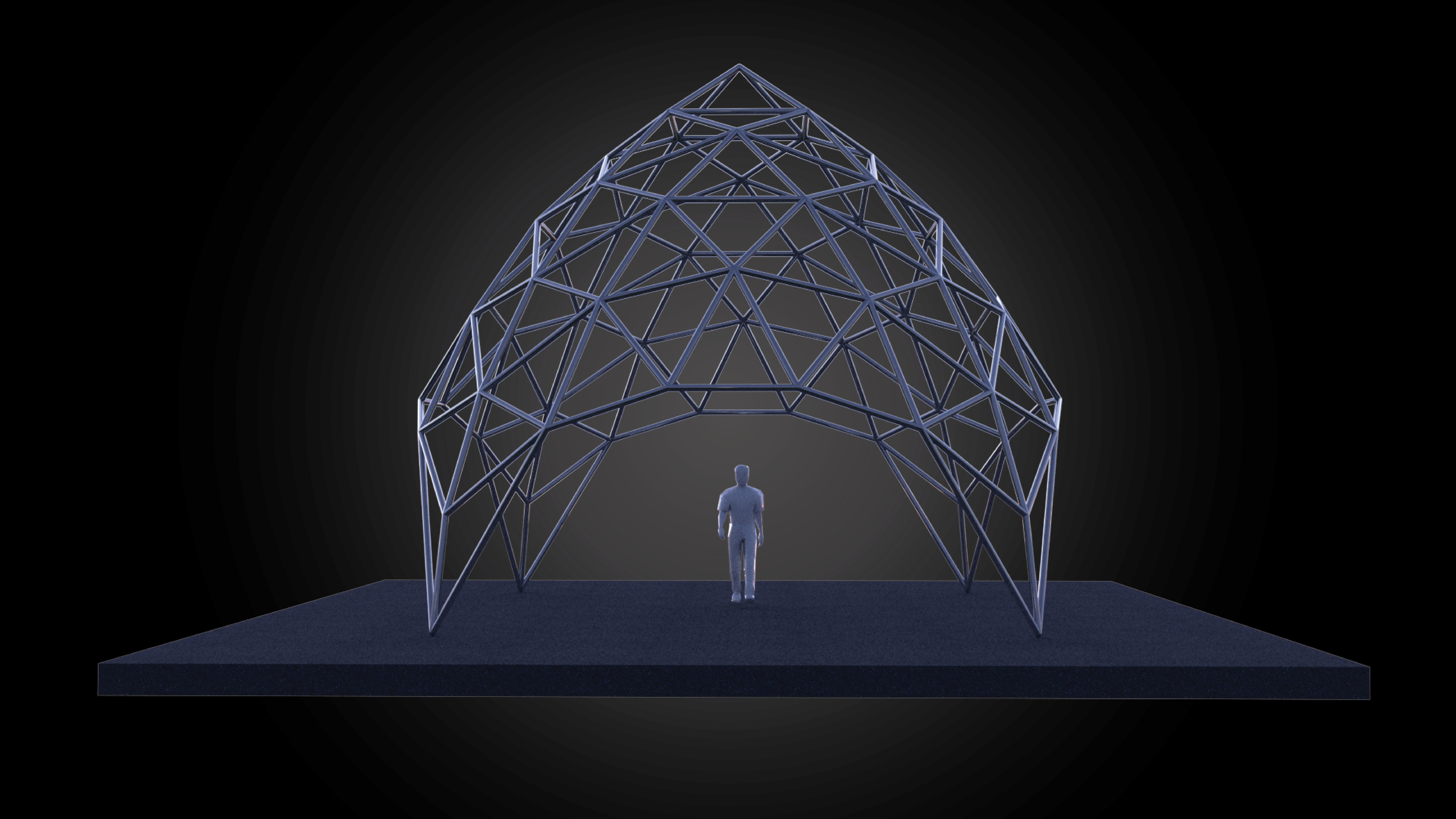 3D model Dome pointed triangulated wire-frame structure geodesic design ...