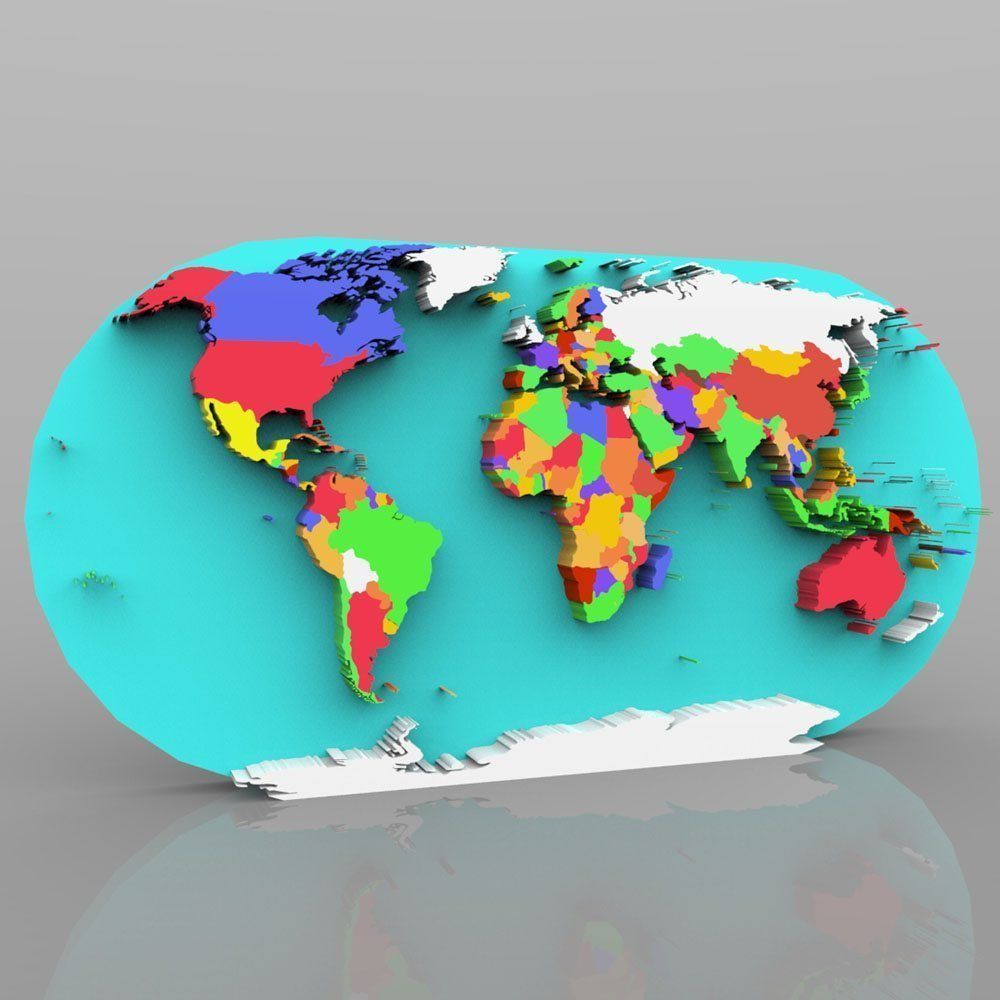 World Map in 3ds and obj format 3D model | CGTrader