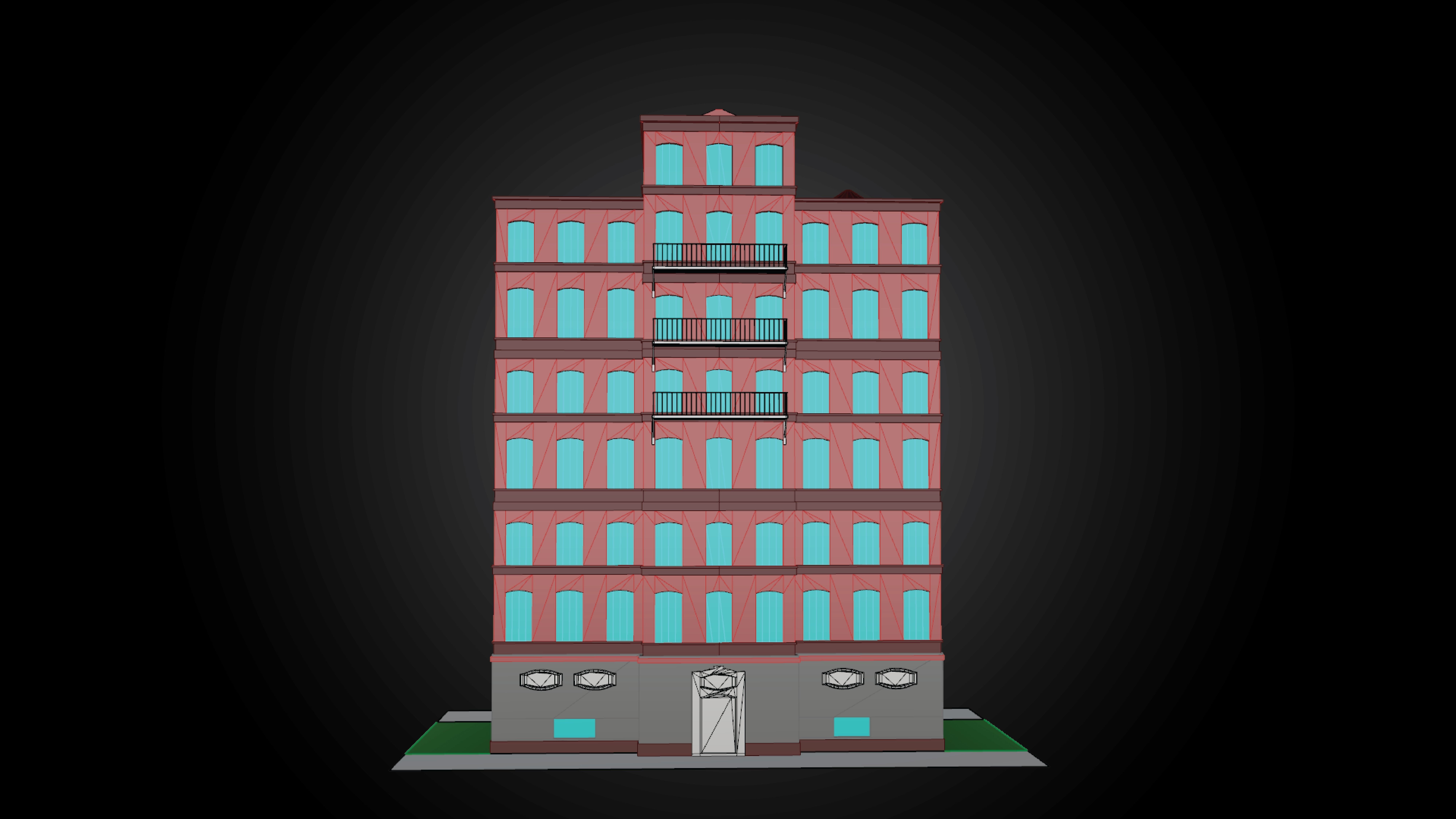 3D model Building brick and concrete material full exterior ...