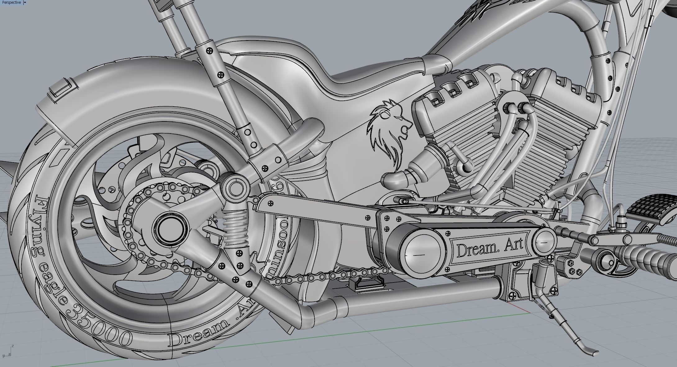 Chopper motorcycle 3D model | CGTrader