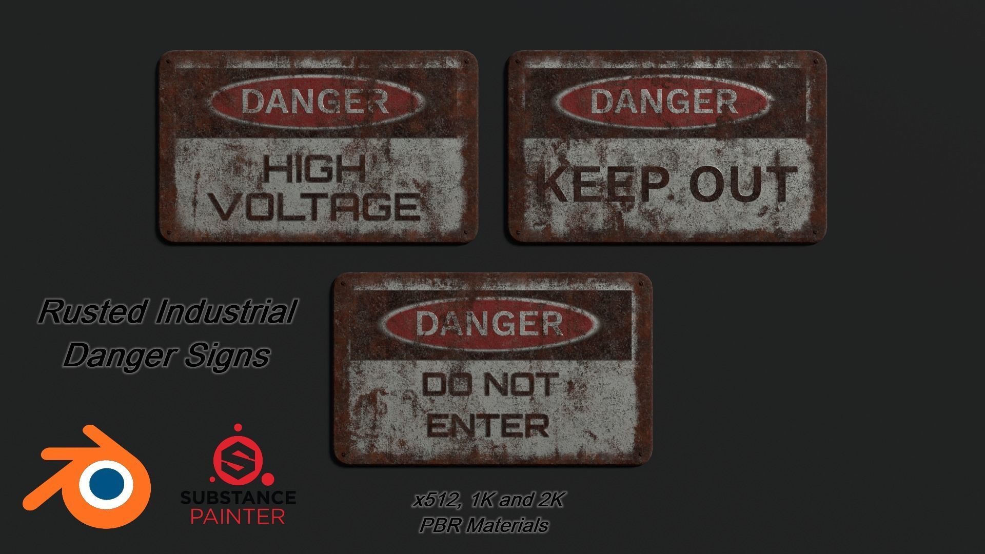 3D model Rusted Industrial Signs PBR VR / AR / low-poly | CGTrader