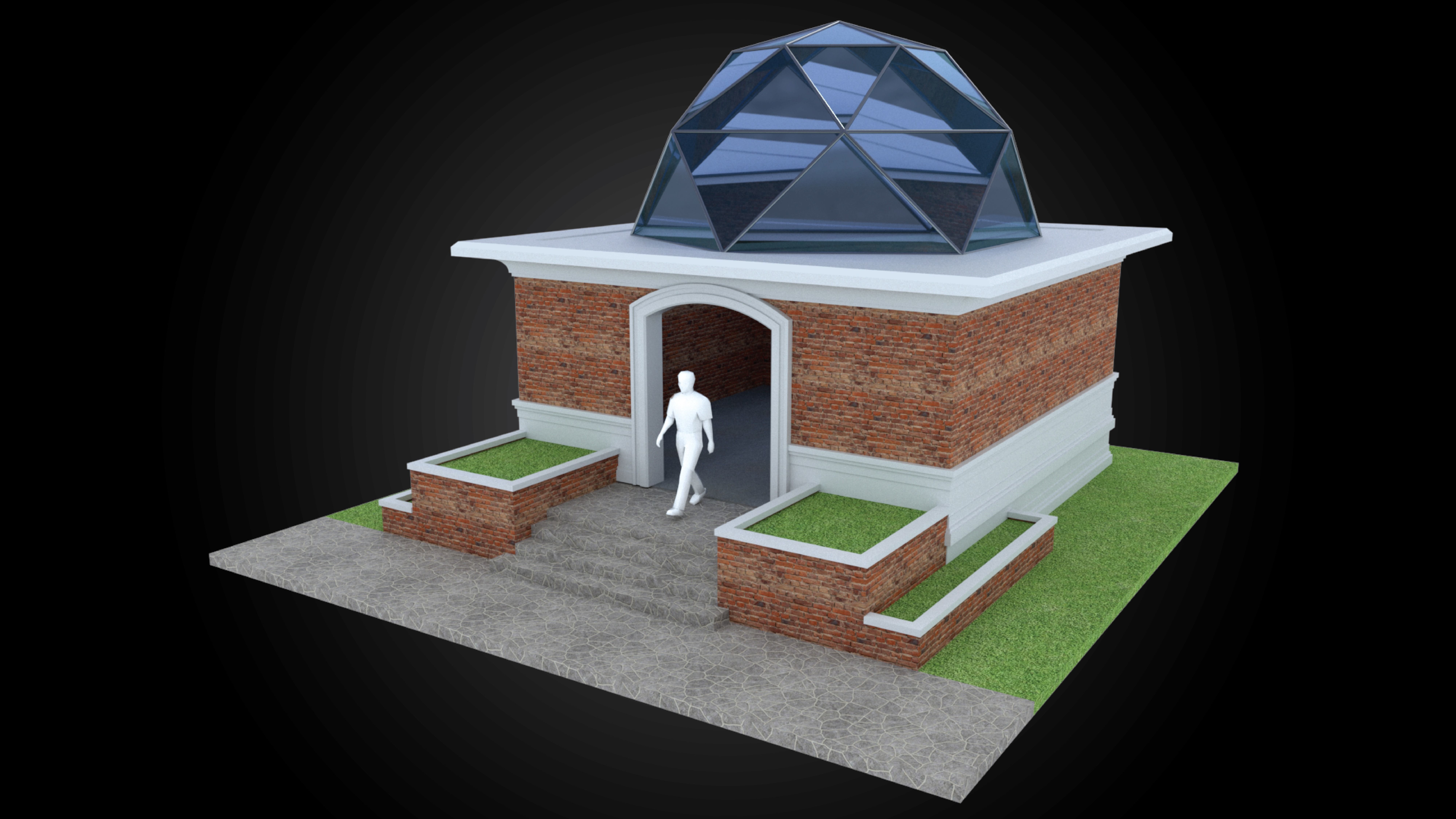 Dome 6x incl base structure with entry opening 3D model | CGTrader