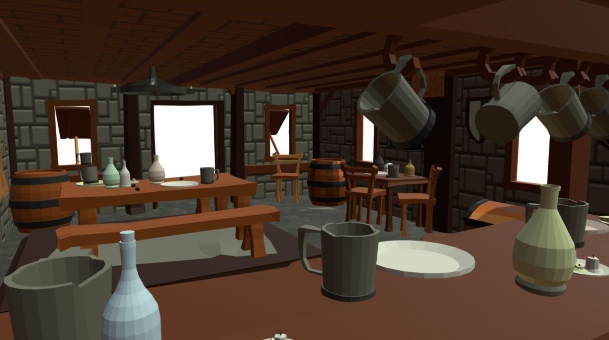 3D model Simple Poly Medieval Tavern Lowpoly VR / AR / low-poly | CGTrader