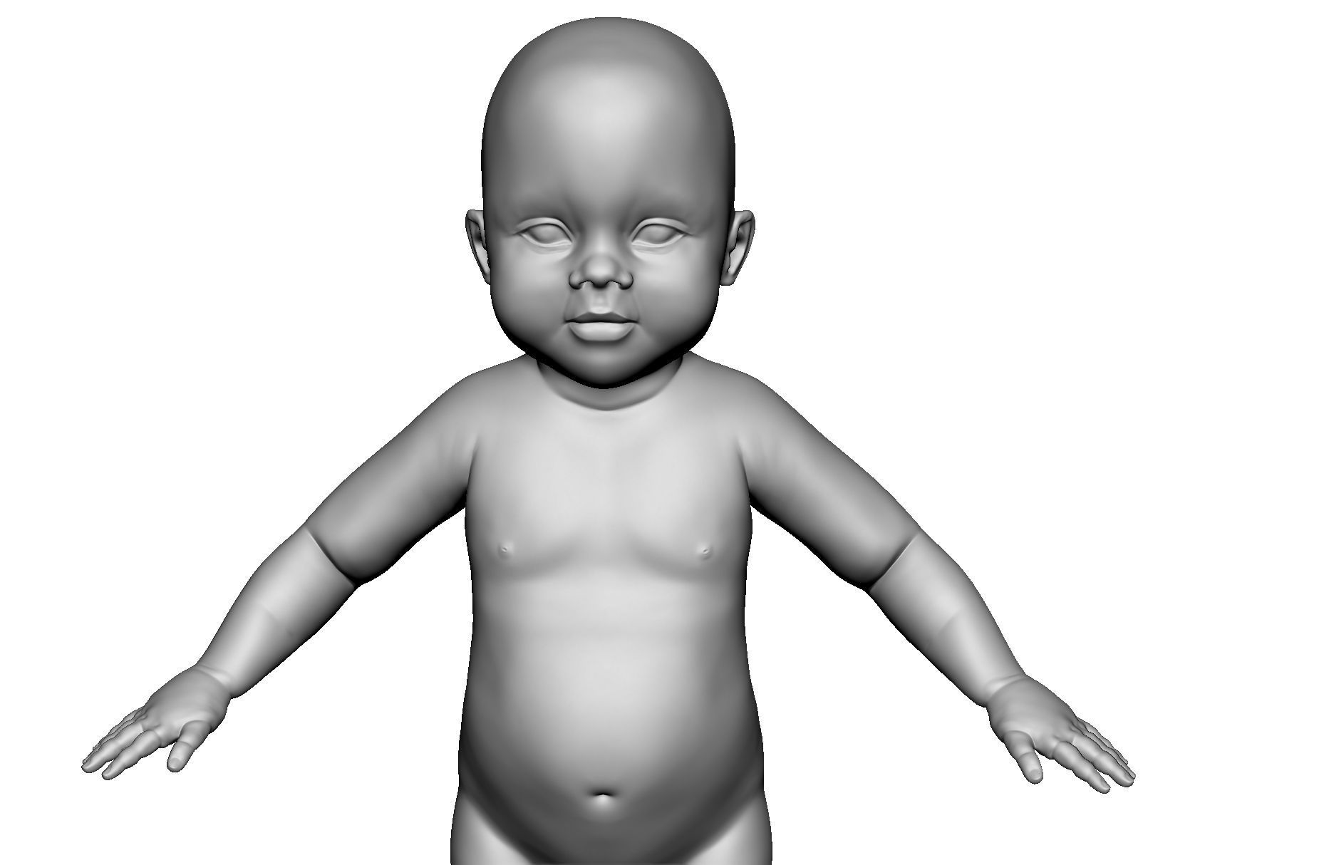3D model Baby T Pose with 5 Subdivision Levels Quad Mesh VR / AR / low ...