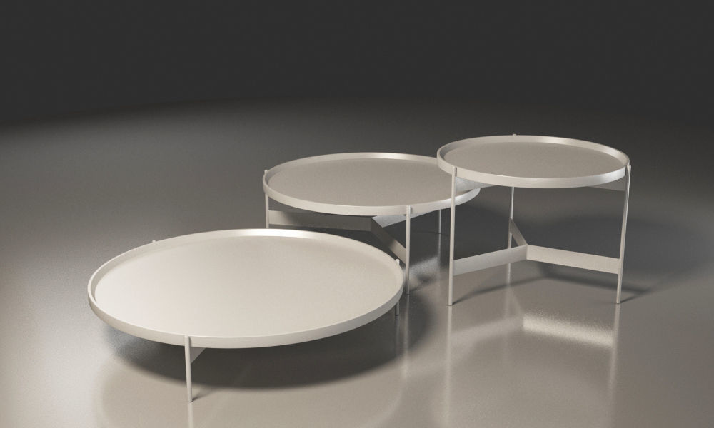 Abaco Pianca round triple coffee table 3D model | CGTrader