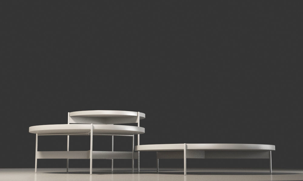 Abaco Pianca round triple coffee table 3D model | CGTrader