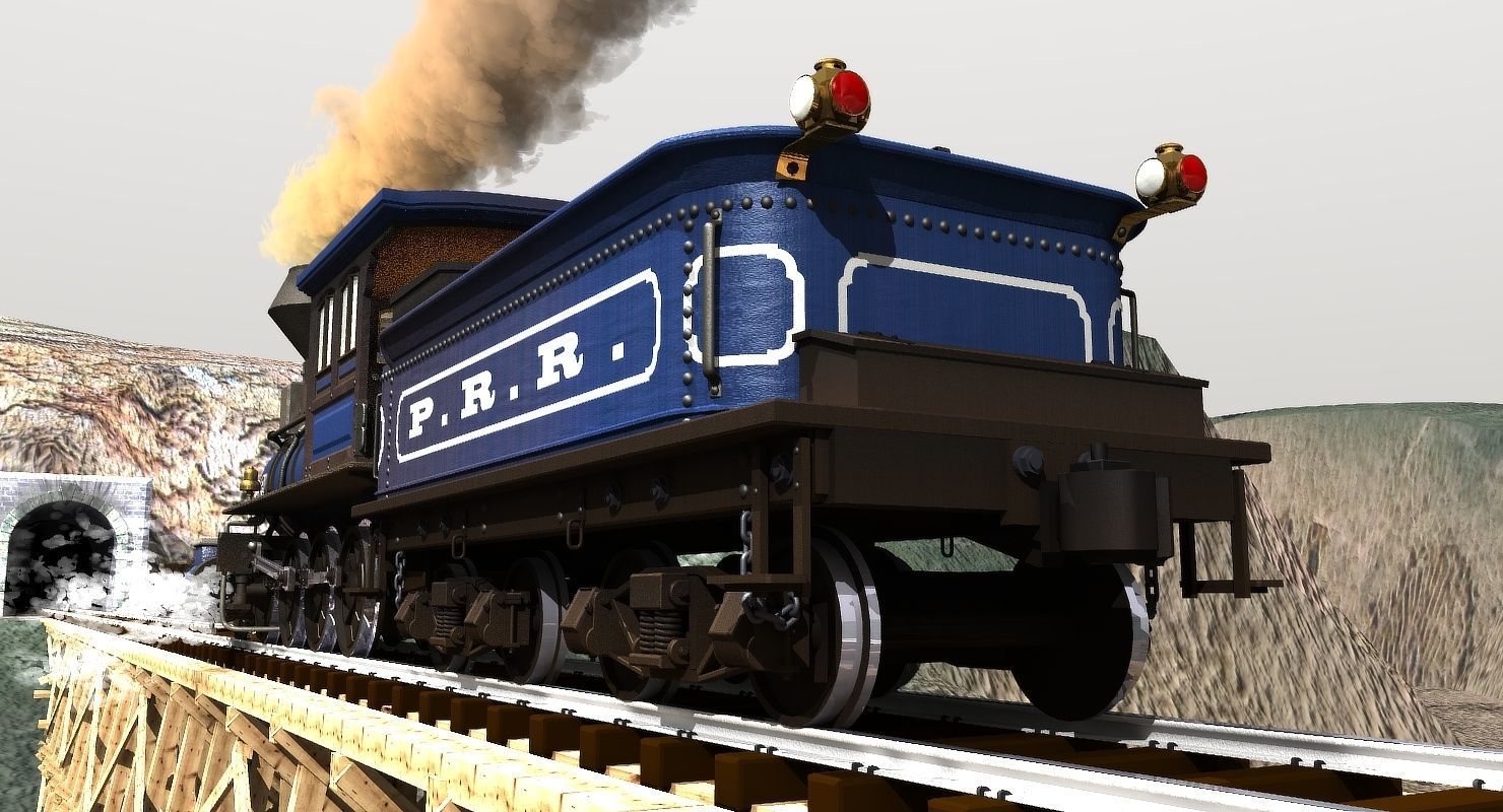 PRR 2-8-0 Steam Locomotive and Tender - Animated 3D model animated ...