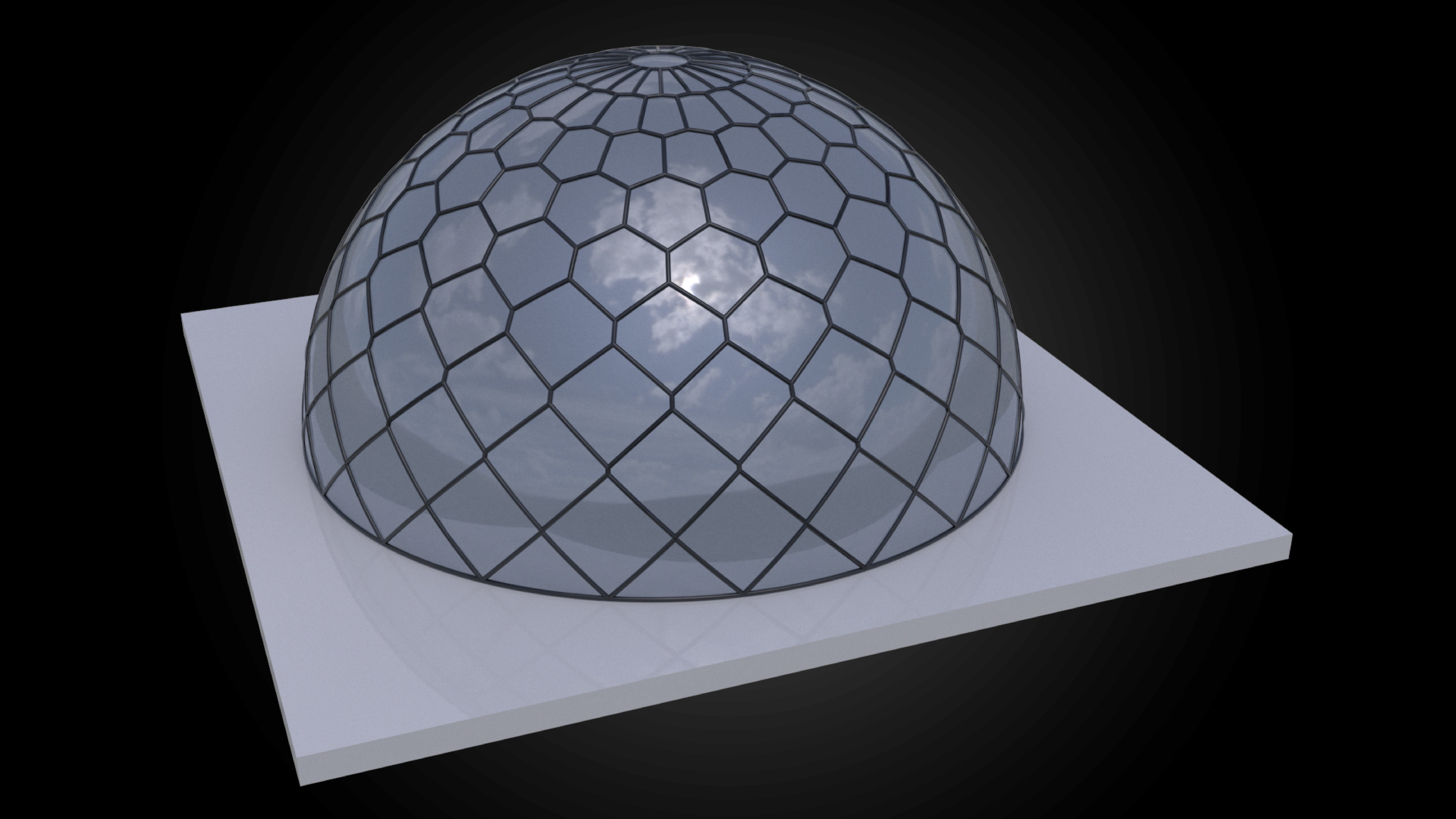 Dome hexagonal grid triangles to hexagon pattern structure 3D model | CGTrader