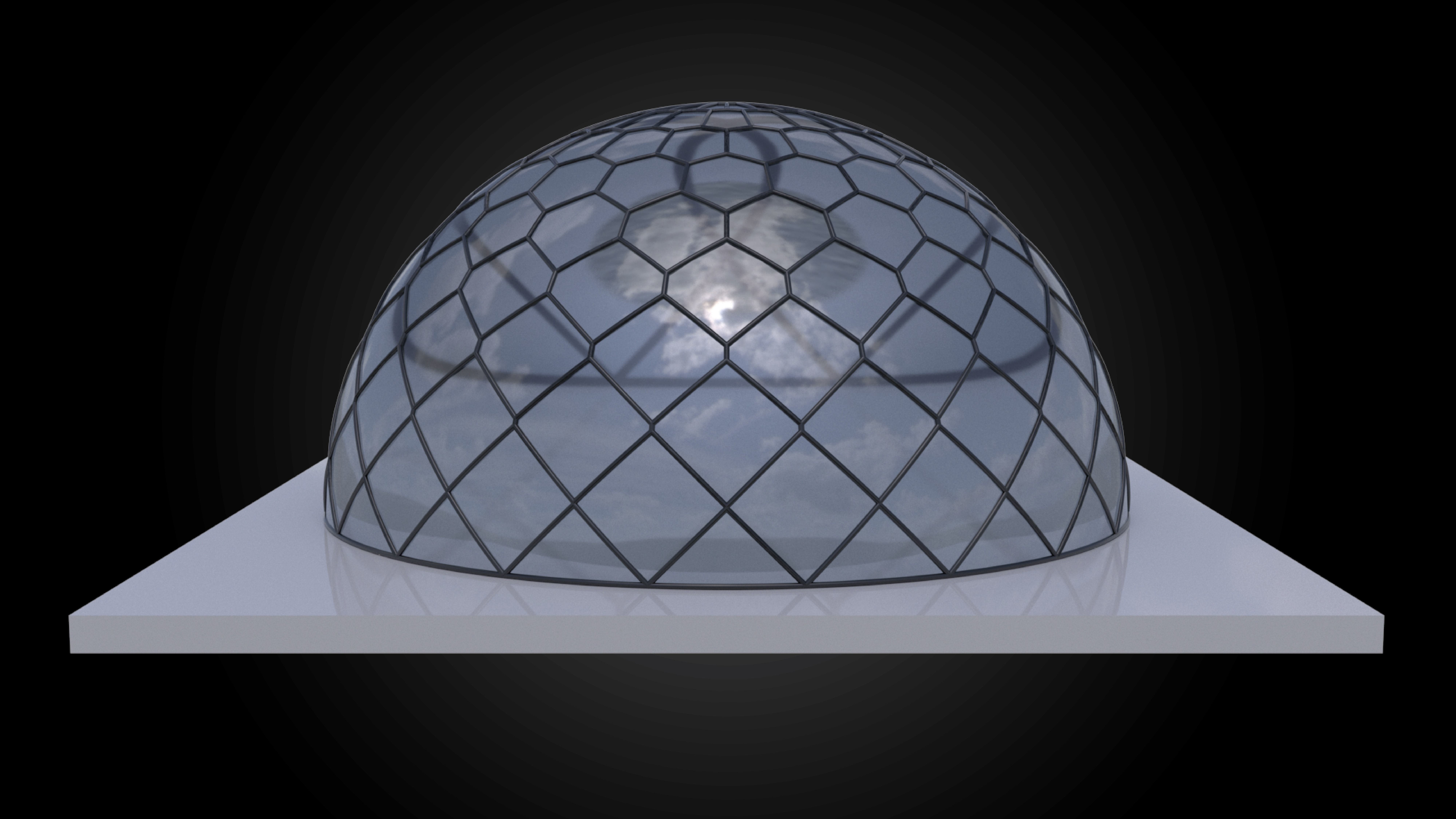 Dome hexagonal grid triangles to hexagon pattern structure 3D model | CGTrader