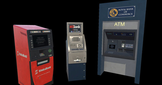 3D model ATM Bank Machine set of 3 VR / AR / low-poly | CGTrader