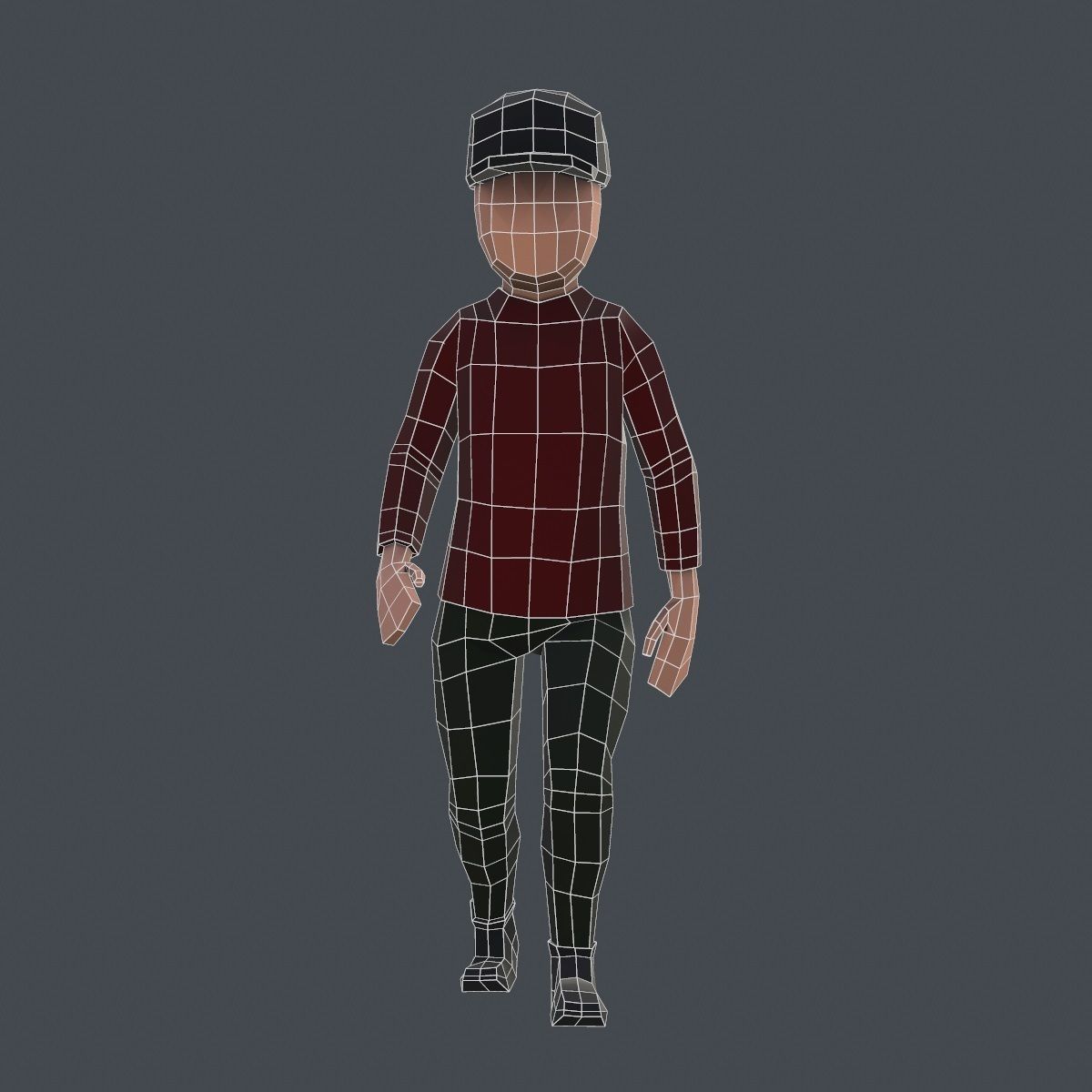 3D model Low Poly Boy in Red Shirt Character VR / AR / low-poly | CGTrader