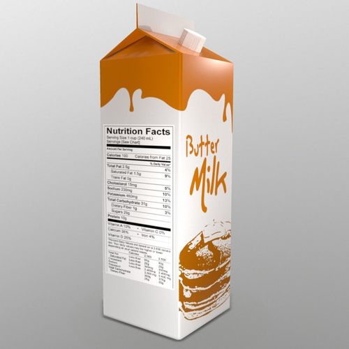 3D model Buttermilk carton box with orange and design VR / AR / low ...
